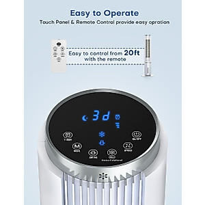 COOLECH 42 INCH Evaporative Air Cooler w/Remote &LED Touch Screen, 4 Mode &3 Speed, 1-Gal Tank for 15H Cooling, 12H Timer for Auto Off, 70°Oscillation Portable Swamp Cooler, Air Cooler for Room Patio