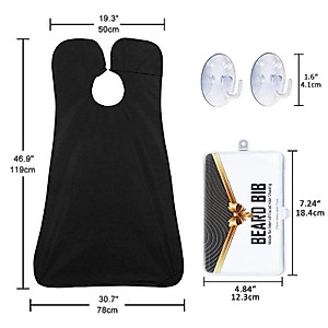 Beard Apron Catcher - Valentine's Day Gift for Man Beard Trimming Bib Non-Stick Beard Catcher Grooming Cape with 3 Suction Cups