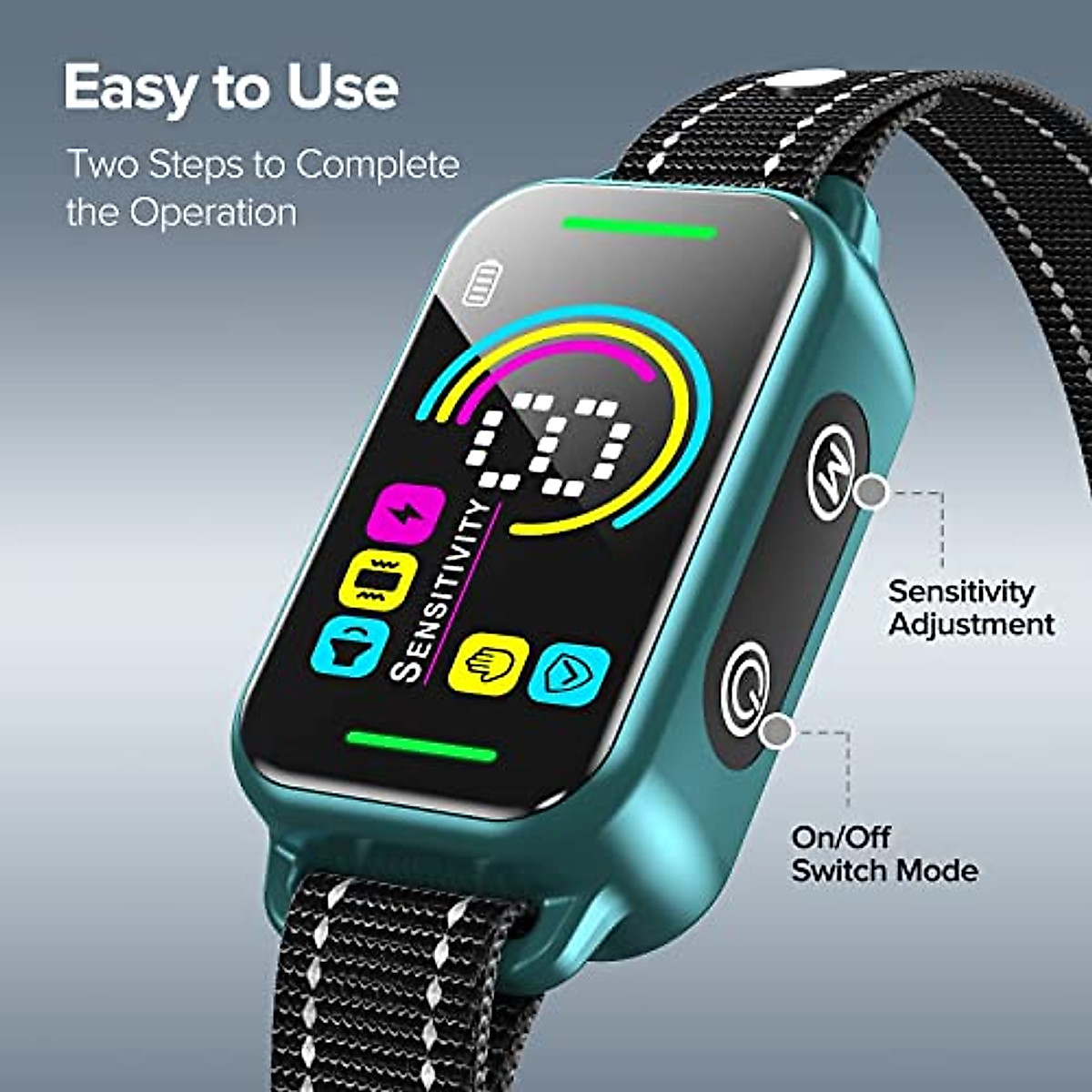 Dog Bark Collar, DINJOO Bark Collar for Large Medium Small Dogs,Smart Bark Collar,Rechargeable Anti Barking Training Collar with 8 Adjustable Sensitivity,Bark Shock Collar with Beep (Blue)