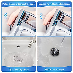 Enhon 2 Hole Pop Up Stoppers, Chrome Bathroom Sink Stopper fits Most Pop Up Drain Design, 4-1/2 Inch Tall, 1-3/8 Inch Cap Diameter, with Gasket Seal, Compatible with PF WaterWorks PF0240 (6 Pack)