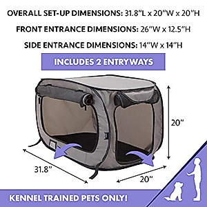 SportPet Designs Large Pop Open Kennel, Portable Cat Cage Kennel, Waterproof Pet bed, Carrier Collection