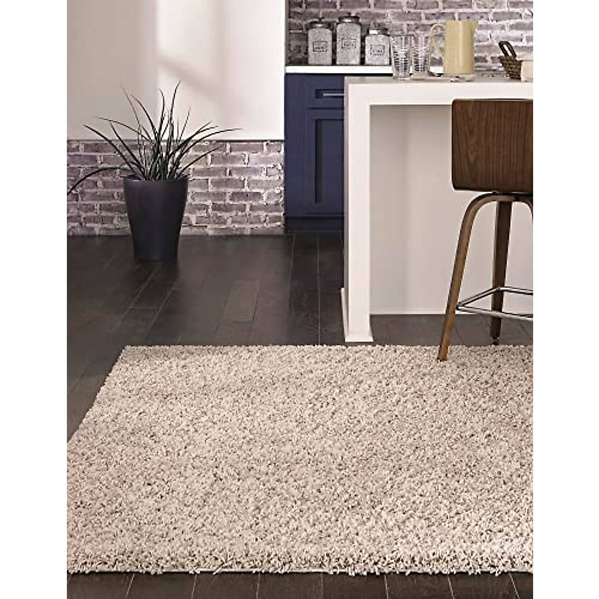 Rugs.com - Über Cozy Solid Shag Collection Rug – 8' x 11' Taupe Shag Rug Perfect for Living Rooms, Large Dining Rooms, Open Floorplans