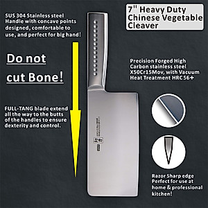 Meat Cleaver, MATTSTONE HILL 7 Inch Chinese Cleaver Knife - Vegetable Cleaver, Asian Chef Knife, German Steel, 304 Stainless Steel Handle
