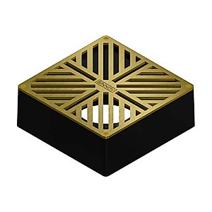 USA Made - Sinnov - 6" x 6" Premium Brass Outdoor Modern Paver Size Drain Grate - Use with both 3" or 4" Drain Pipe, PVC or Flexible Pipe (Brass)