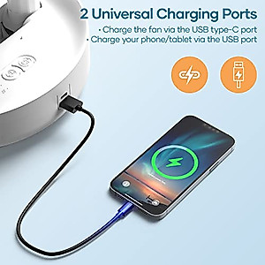 Assark 9'' Portable oscillating Standing Fan for Travel with Remote Control, 10000mAh Rechargeable Foldable USB Desktop Fan,4 Wind Speeds, Folded Floor Pedestal Fan For Room, Office, Travel