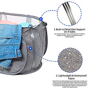 Fenlosi Tear Proof Pop Up Laundry Hampers, with Strong Handles Laundry Hamper, Easy to Carry & Go Up and Down Stairs, Honeycomb Mesh-Breathable, Easy to Collapsible Laundry Basket. (2.5Loads, Large)