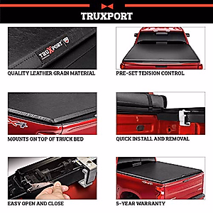 TruXedo TruXport Soft Roll Up Truck Bed Tonneau Cover | 271801 | Fits 2014 - 2018, 2019 Limited/Legacy Chevy/GMC Silverado/Sierra 1500 5' 9" Bed (69.3") , Black