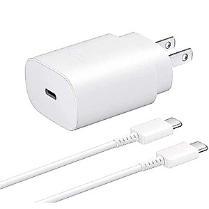 Samsung USB-C Super Fast Charging Wall Charger-25W PD Charger Adapter with Type-C Cable(5ft) for Samsung Galaxy S22/S22 Ultra/S22+/S21/S21+/S21 Ultra/S20/S20+/S20 Ultra/Note 20 Ultra（White）