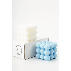 Blue & White Bubble Candle | Scented Candle for Home | Cube Candles with 100% Cotton Wick | Natural Soy Wax Candle | Best Smelling Candles for Home Decor & Gifting | 2 Pieces Candle for Men & Women