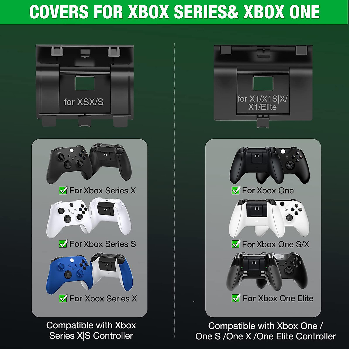 Charger Station for Xbox One Controller Rechargeable Battery Packs for Xbox, 2x4320mWh(=2x1800mAh) Rechargeable Batteries for Xbox Series X/S&One/S/X/Elite Controller Charging Dock-4 Battery Covers