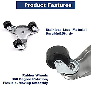 Ganggend 6 Inch Furniture Dolly Set 4 Pack, 330lbs Load Capacity Each Pack Steel Tri Dolly Furniture Lifter, Mover Dolly 3 Wheels Heavy Duty for Moving Cabinet, Furniture, Appliances, Black