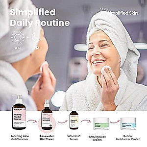 Rose Water Spray for Face & Hair - 100% Natural Organic Face Toner - Alcohol-Free Makeup Remover - Anti-Aging Self Care Beauty Mist - Face Care - Hydrating Rosewater by Simplified Skin (4 oz) - 1 Pack