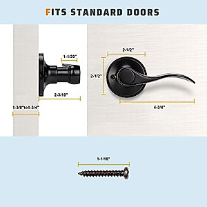 KNOBWELL 1 Pack Dummy Door Handle Lever Door Handle - Leversets for Closets/Hallway with a Matte Black Finish, Levers for Both Left and Right Handed Doors (No Lock/Latch)