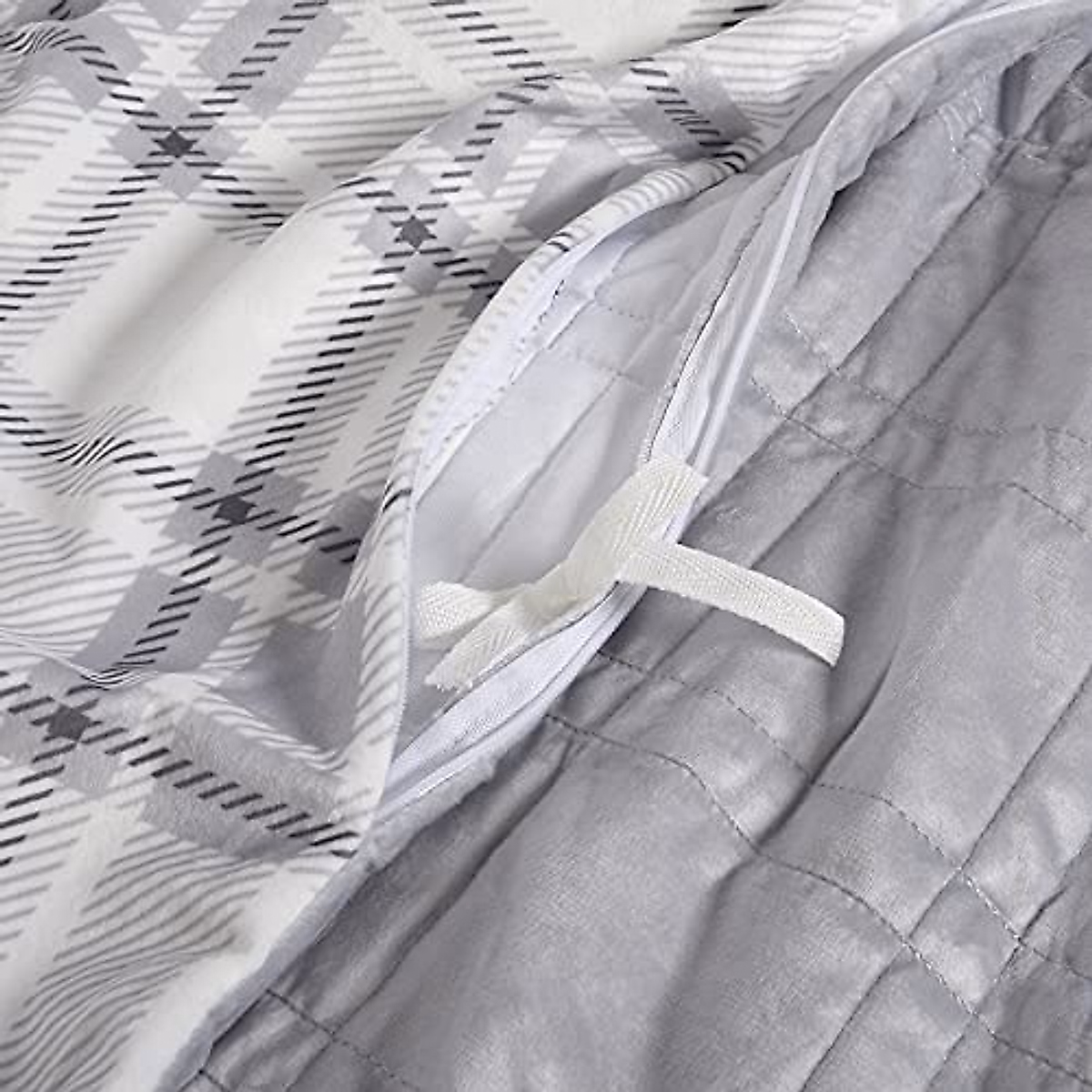 Life Comfort Weighted Blanket Cover (48"x72") Twin Size Microfiber Removable Cover for Duvet or Weighted Blanket, Grey Plaid