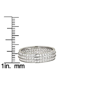 Sterling Silver Cubic Zirconia 3 Row Channel Set Eternity Band Ring