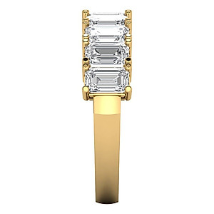 Clara Pucci 2.61 Carat Emerald Cut Clear Simulated Diamond 14k Yellow Gold Eternity Wedding Engagement Designer Anniversary Ring Band Size 6