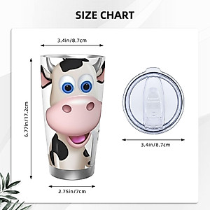 GDSHJKLW Cartoon Milk Cow Tumbler With Lid And Straw 20oz Stainless Steel Leakproof Travel Coffee Mug Double Wall Insulated Cup Gifts For Women Home Office