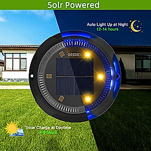 Solar Ground Lights, 8 Packs 𝟏𝟎 𝐋𝐄𝐃 𝟏𝟎𝟎𝟎𝐦𝐀𝐡 Solar Garden Lights IP65 Waterproof Outdoor In-Ground Landscape Lighting for Patio Pathway Lawn Yard Deck Driveway Walkway(Warm White+Blue)