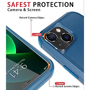 Diverbox for iPhone 13 Case [Shockproof] [Dropproof] [Tempered Glass Screen Protector + Camera Lens Protector],Heavy Duty Protection Phone Case Cover for Apple iPhone 13 (Blue)