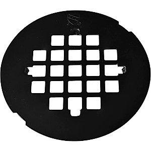 Westbrass D206P-62 4-1/2" OD Shower Drain Assembly and Grid Strainer Cover fits both Sch. 40 PVC & ABS Pipes, Matte Black