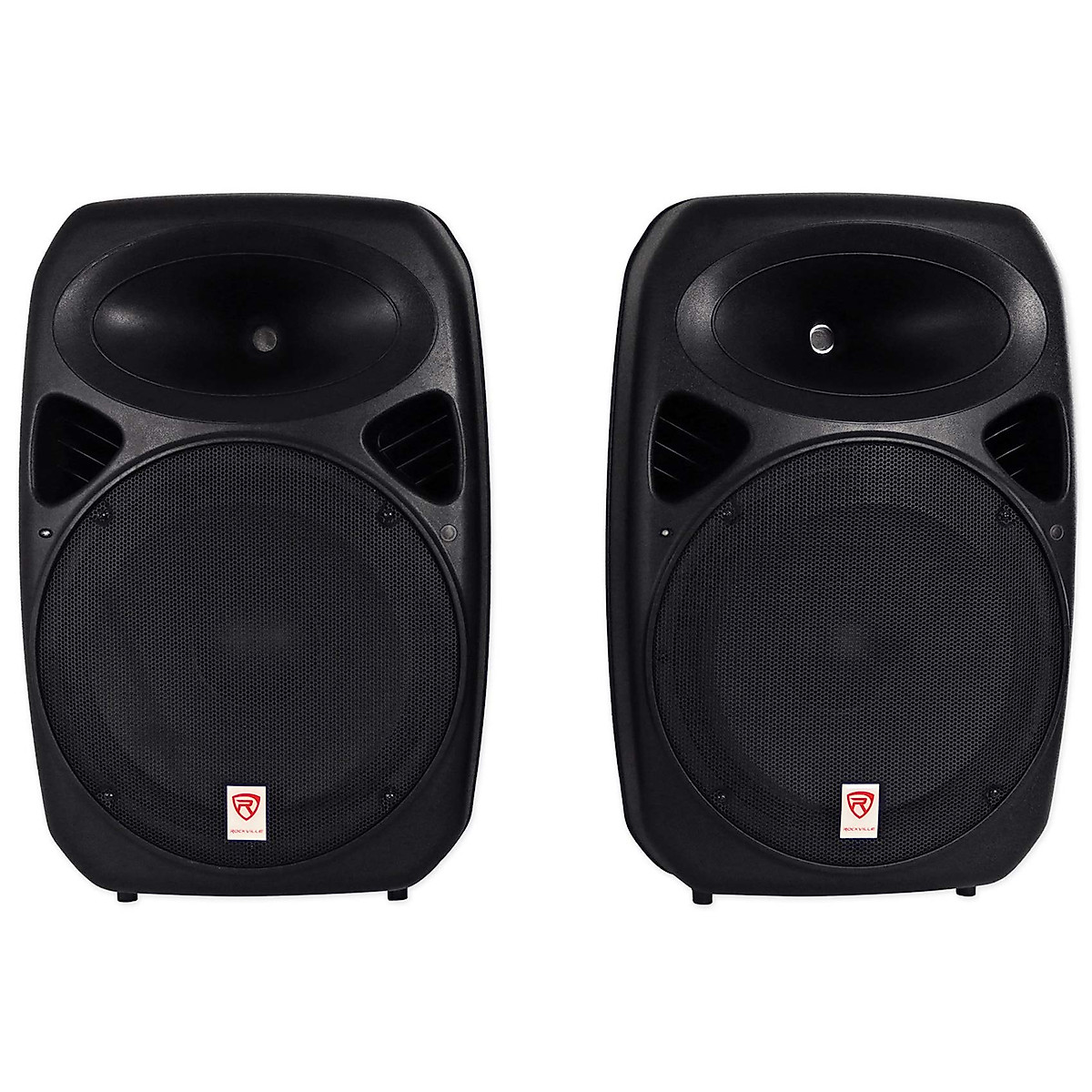 Rockville RPG152K 15" Powered Speakers w/Bluetooth+Dual UHF Wireless Mics+Stands