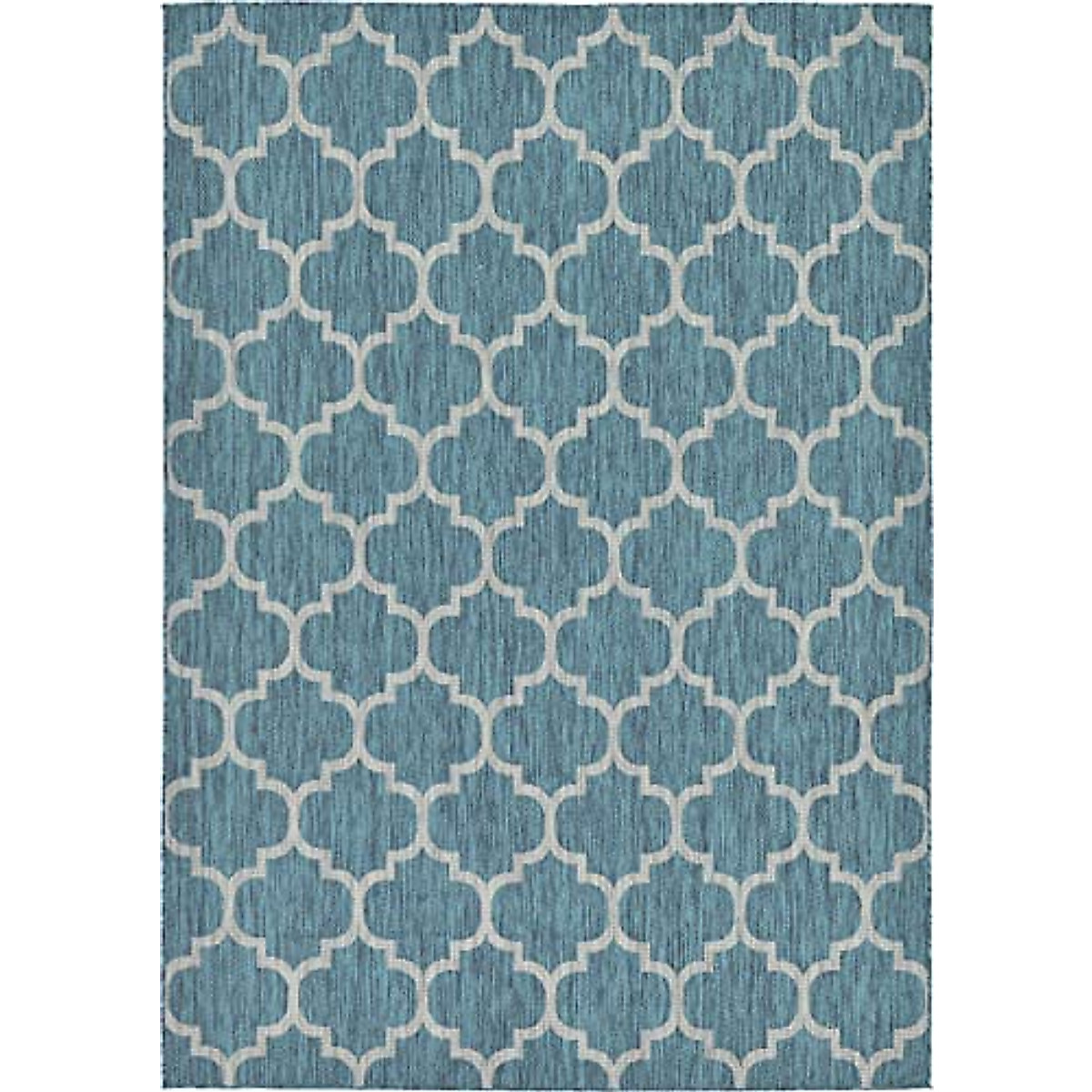 Unique Loom Outdoor Trellis Collection Area Rug (7' 1" x 10' Rectangle, Teal/ Gray)