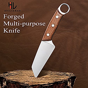 HL zhujiabao 2 Pcs Knives Set- Fixed- 8.5 inch Carbon Steel Knife with Leather Sheath-Wooden Handle Bushcraft Knife-Outdoor Full Tang Knife- Useful Knives-Survival Tactical Camping Knife-Utility Knife