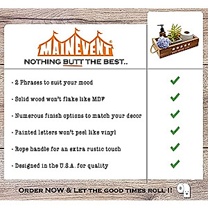 MAINEVENT Five Stars Rustic Decor Box, One Box with Funny Saying Design on 2 Sides, Funny Toilet Paper Holder for Farmhouse Bathroom Decor, Toilet Tank Basket, Toilet Organizer, Diaper Organizer,