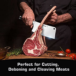 Mueller 7-inch Meat Cleaver Knife, Stainless Steel Professional Butcher Chopper, Stainless Steel Handle, Heavy Duty Blade for Home Kitchen and Restaurant, Valentines Day Gifts for Him