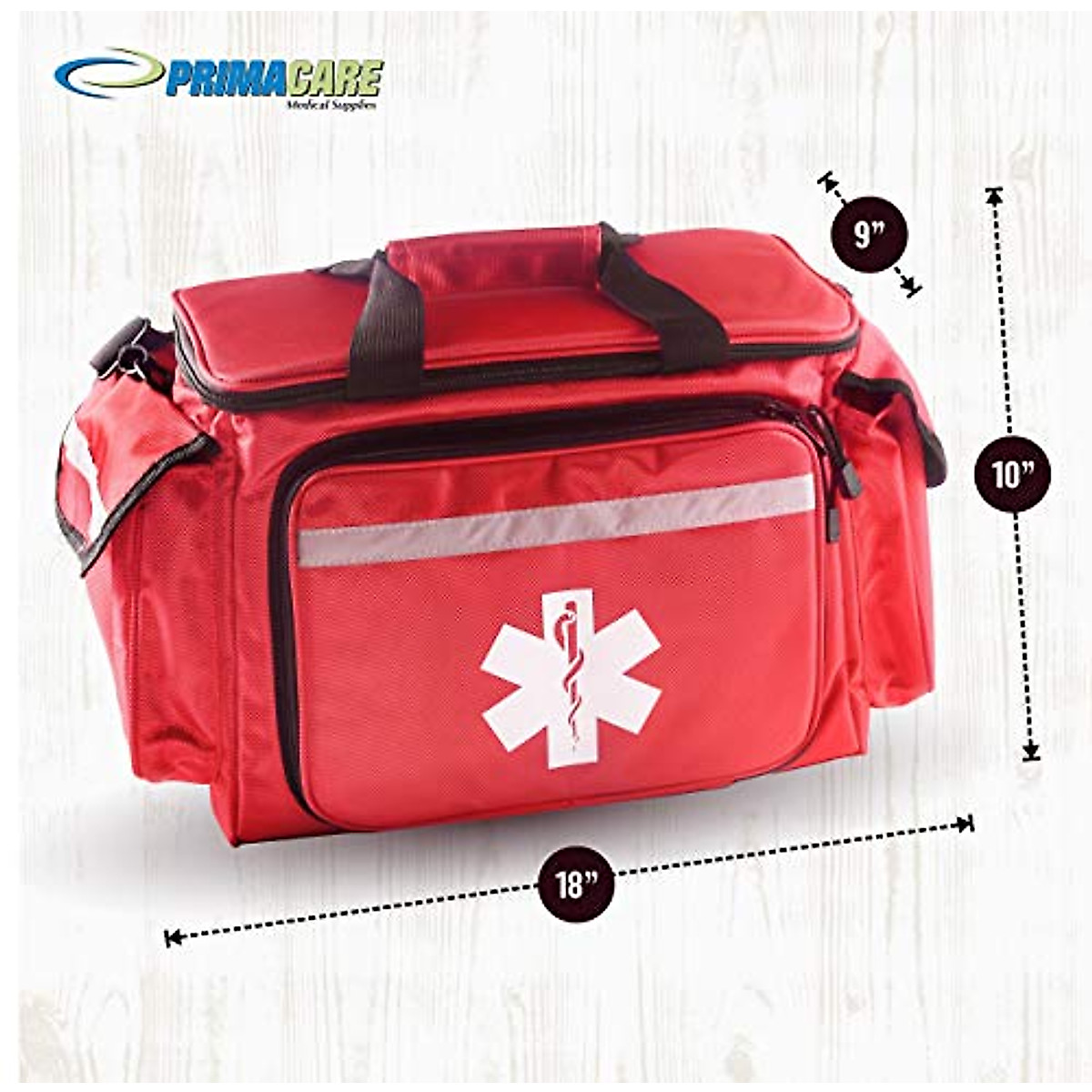Primacare KB-1088 EMT First Responder Trauma Bag | Empty Deluxe EMS Shoulder Bag | Professional First Aid Kit Bag with 4 Large Compartments for Emergency Medical Supplies