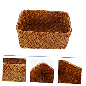 Holibanna Retro Decor 2 Pcs Woven Storage Box Manual Rattan Basket Seaweed Wicker Storage Basket
