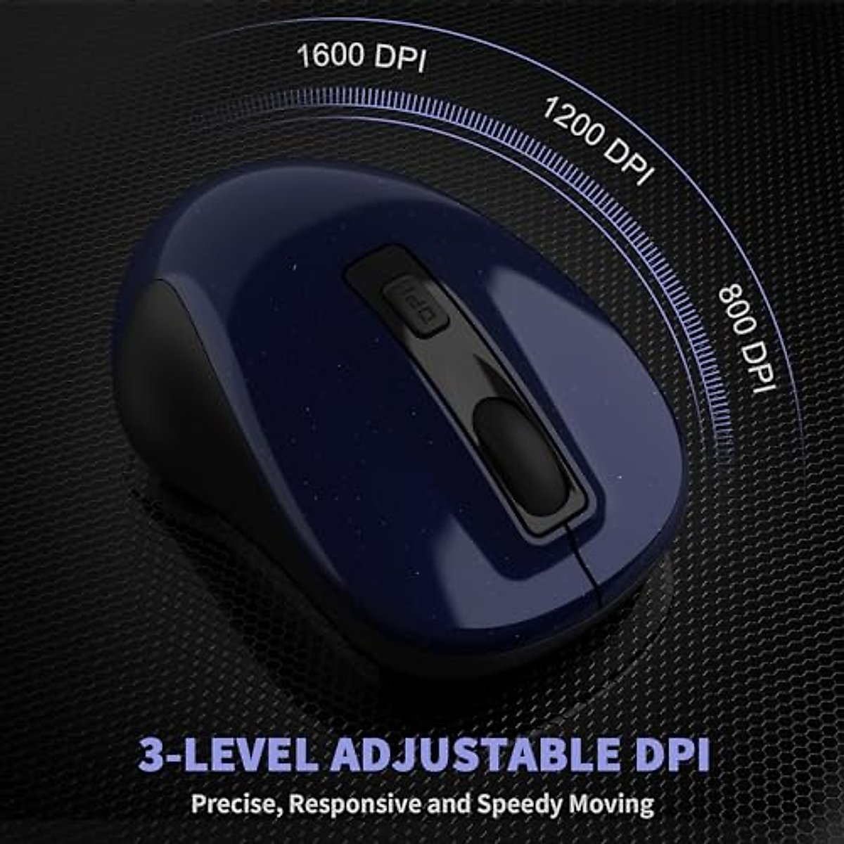 LeadsaiL Wireless Computer Mouse, 2.4G Portable Slim Cordless Mouse Less Noise for Laptop Optical Mouse with 4 Buttons, USB Mouse for Laptop, Desktop, MacBook