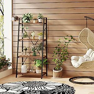 BON AUGURE 4 Tier Bookshelf and Record Stand