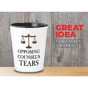 Bubble Hugs Lawyer Shot Glass 1.5oz - Opposing Counsel's Tears - Law Student Law School Attorney Advocate Plaintiff Defense