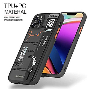 Ins Cool Off Phone Cover Compatible with iPhone 12 Pro Max Case for Boys, Sports Shoes Graphics White Black Pattern Slim Thin Clear Hard Back Shockproof Case with Adjustable Wristband Kickstand