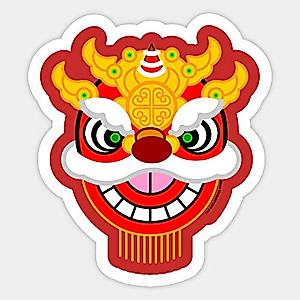 Happy Chinese New Year Lion Dance Vinyl Sticker
