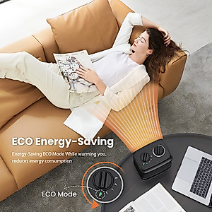 Portable Electric Space Heater for indoor use,1500W Ceramic Portable Heater with 4 Modes, Safety & Fast - Quiet Heat, Small Mini Electric Heater for Indoor Office Room Desktop Home Use (Matte black)