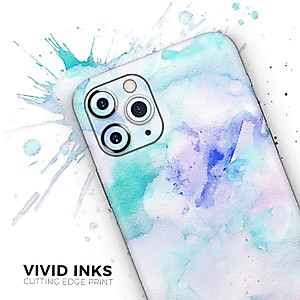 Design Skinz Mint 9 Absorbed Watercolor Texture - DesignSkinz Protective Vinyl Decal Wrap Skin Cover Compatible with The Apple iPhone XR (Full-Body, Screen Trim & Back Glass Skin)