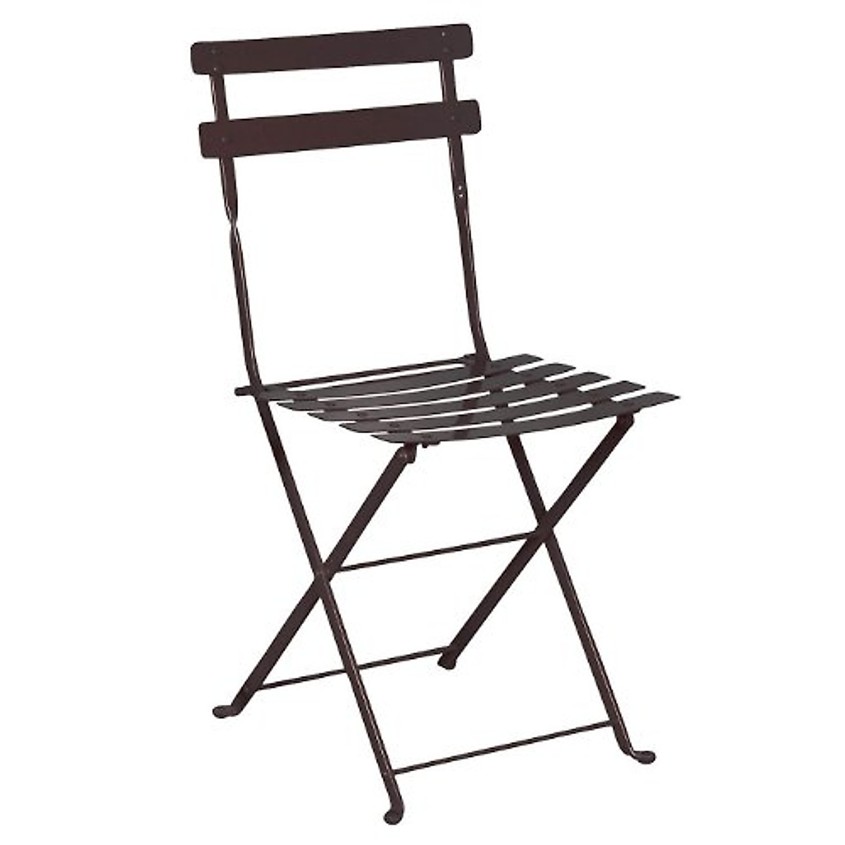 Mobel Designhaus French Café Bistro Folding Side Chair, Jet Black Frame, Steel Metal Slats (Pack of 2)