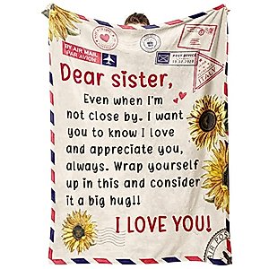 Autogiftry Sister Gifts Blanket, Sister Gifts from Sister, Sister Birthday Gifts from Sister Brother, Sister Christmas Blanket Gifts to My Sister, Big Sister Gift Throw Blanket 60” x 50” (Beige)