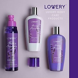Bath and Body Gift Set for Women & Men, Honey Lavender Home Spa Set With Natural Extracts, Vitamin E, Shea Butter - Shower Gel, Body Lotion, Body Mist, Personal Self Care Kit, Body Care Travel Set
