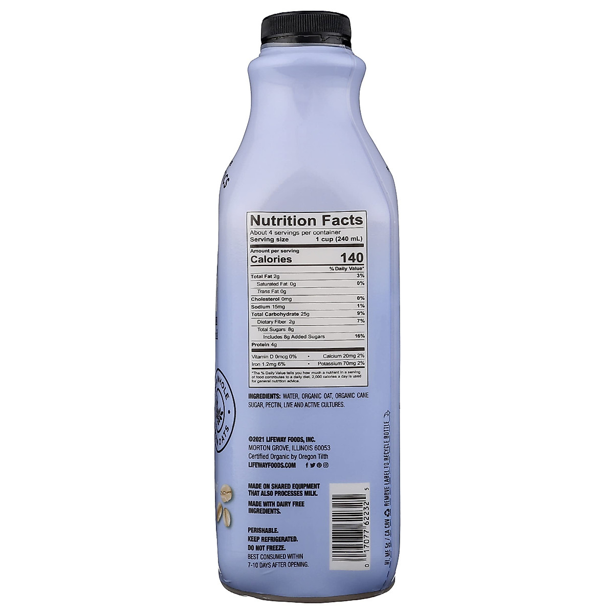 LIFEWAY Organic Plain Oat Drink, 32 FZ