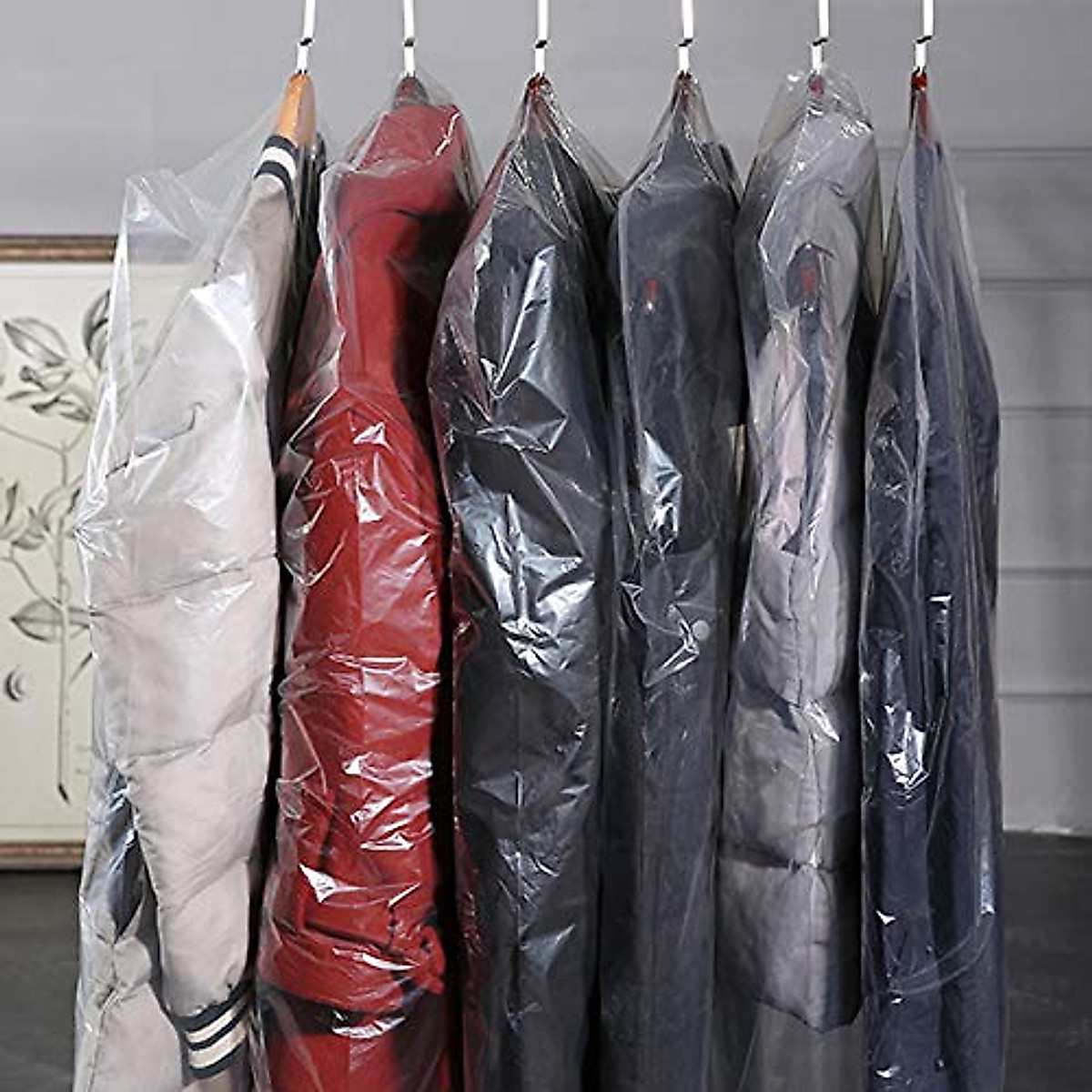Garment Bags：Cabilock 50 pcs 60 x 100cm Clear Garment Bag Clothing Cover Hanging Clothes Suit Dress Jacket Cover Dry Cleaning Bags for Clothes, Home Storage, Travel