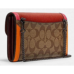 Coach Women's Jade Chain Leather Crossbody Purse Handbag in Colorblock Signature Canvas