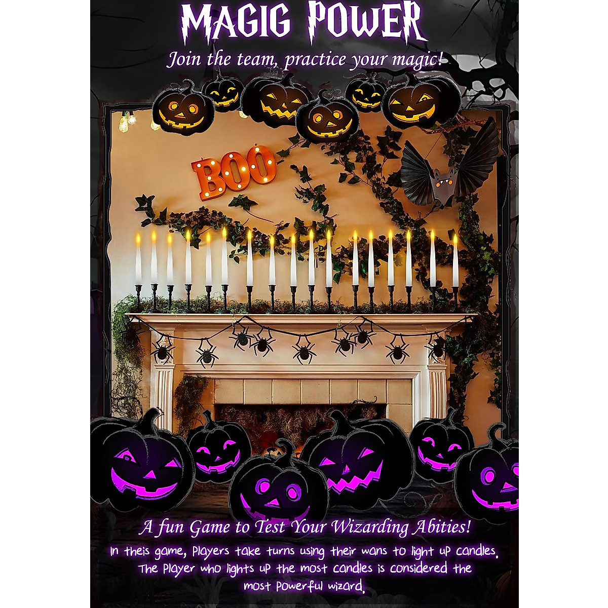 Dreacompy 20 Pcs Floating Candles with Wand, Room Decor, Flameless Candles, Candelabra LED Candle with Wand Control, Magic Hanging Decorations for Birthday, Party, Halloween Decorations