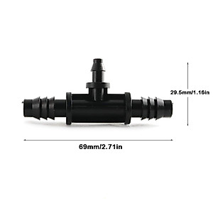 E-outstanding Tee Barbed Connector 10PCS Black 3/8 Inch to 1/4 Inch Greenhouse Drip Irrigation Water Splitter for 4 mm Drip Hose