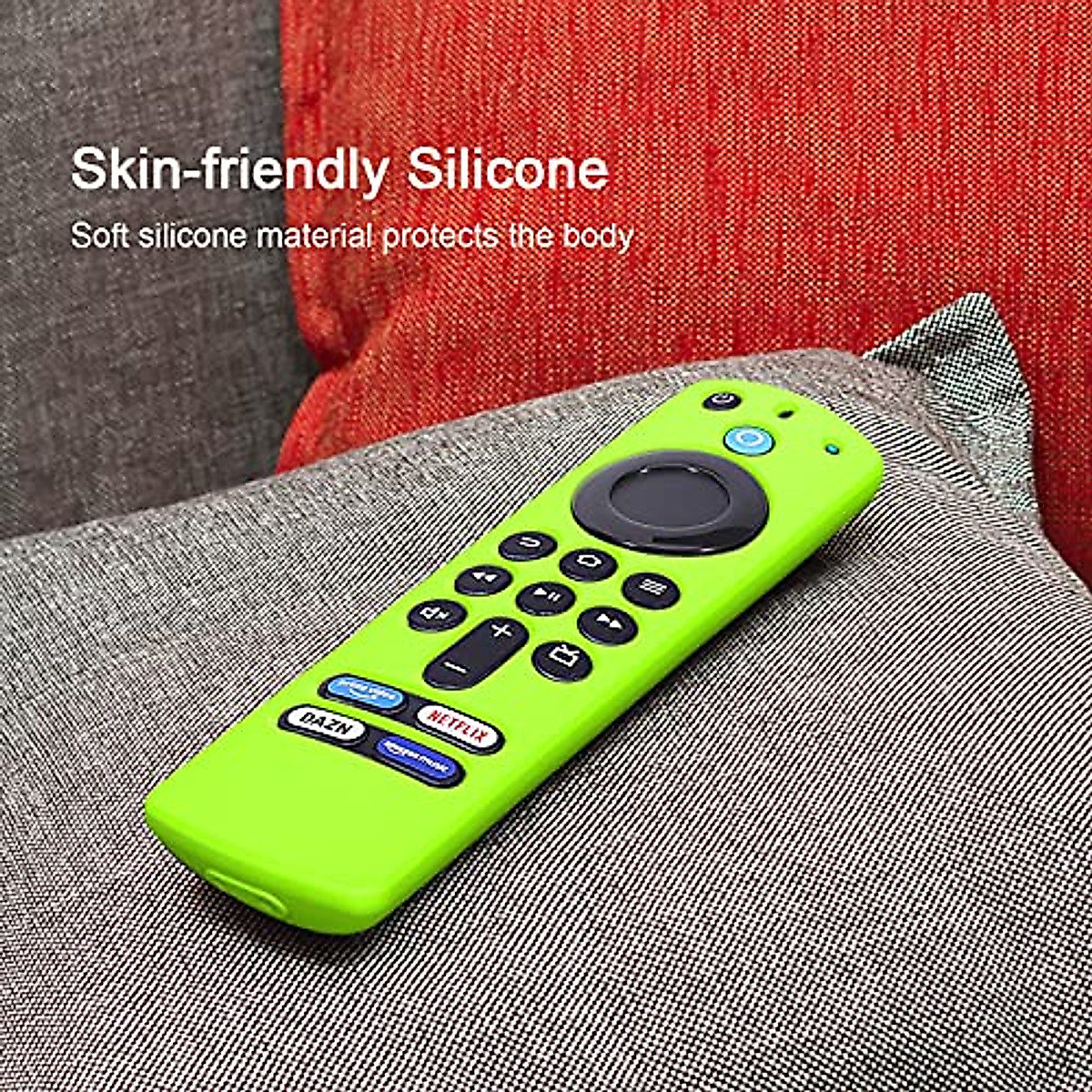 Green Case Replacement for TV Stick (3rd Generation) / 4K Max 2021 New Voice Remote, Silicone Protective Skin Sleeve Glow in Dark - LEFXMOPHY
