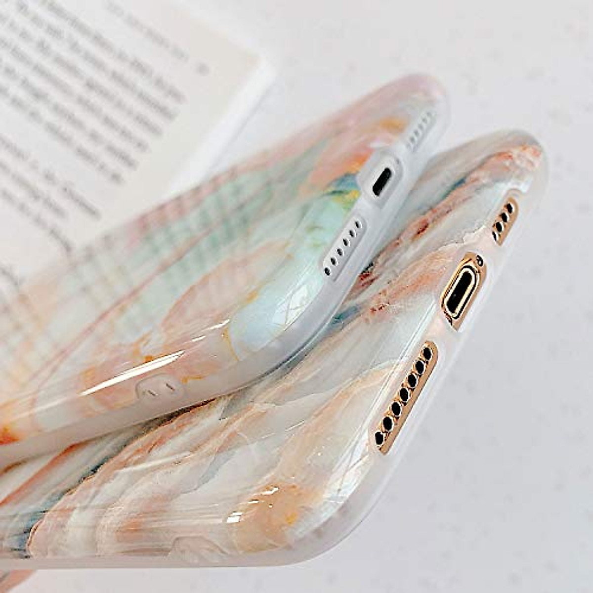 J.west iPhone XR Case 6.1-inch, Luxury Grey Marble Design Graphics Stone Pattern Ultra Slim Thin Flexible Bumper Soft Rubber TPU Silicone Protective Phone Case Cover for Girls Womens Agate Slice