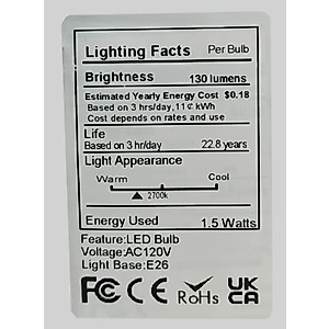 ZEQIDOU Low Watt LED Light Bulbs 1.5W Equivalent 10W 15W 20W Light Bulb, A15 LED 15 Watt Light Bulbs Soft White 2700K Low wattage 120v E26 Standard Base Small Light Bulb(4 Pack)