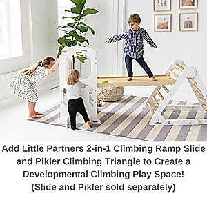 Kids Learning Tower by Little Partners – Child Kitchen Stool Helper Adjustable Height Step Stool, Wooden Frame, Counter Step-Up Active Standing Tower (Soft White)